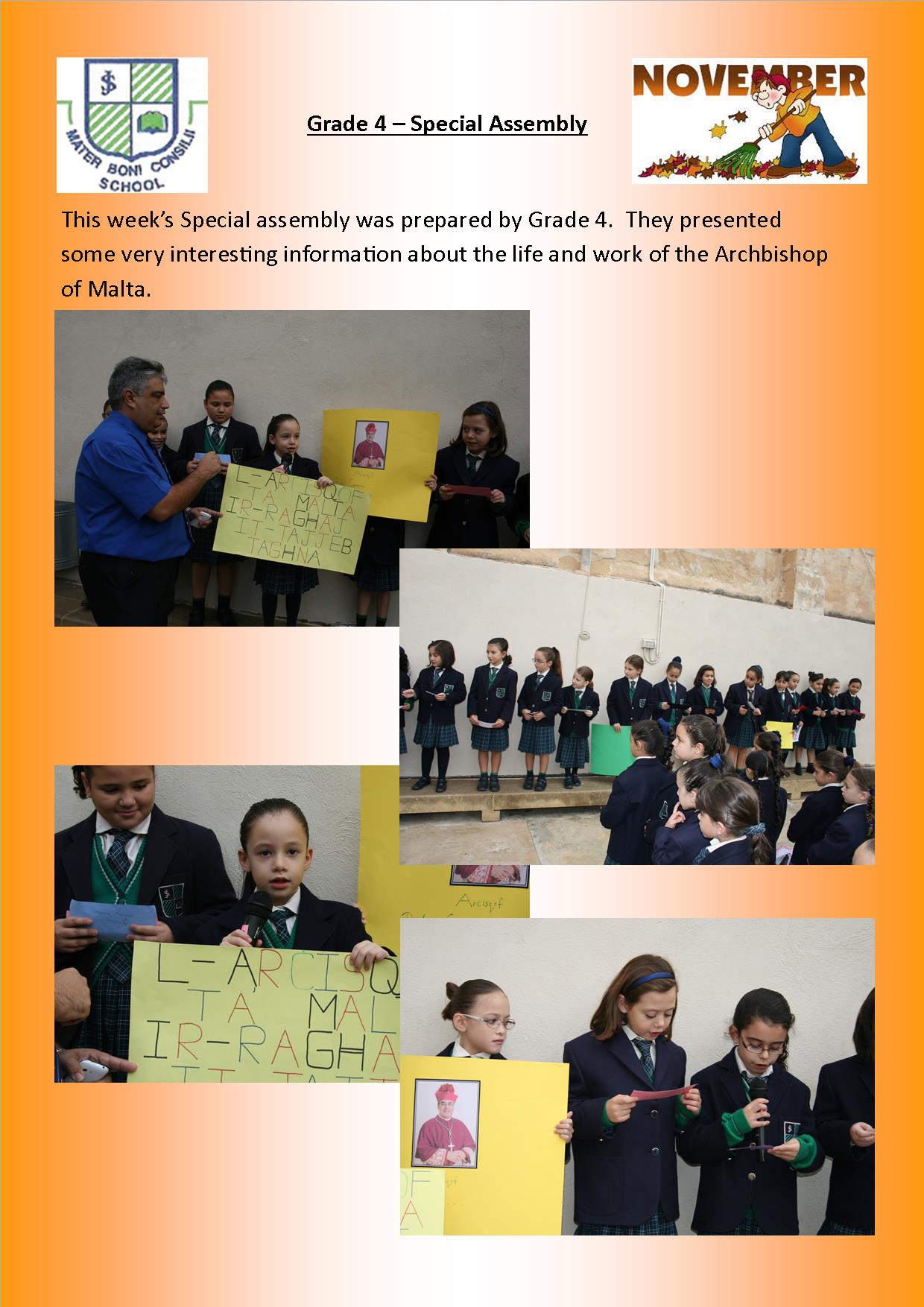 Grade 4 - Special Assembly - Mater Boni Consilii School