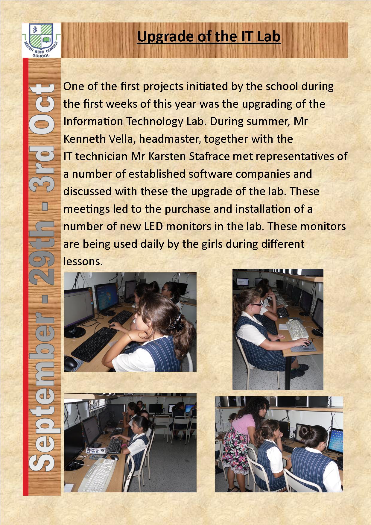 Upgrade of the IT Lab - Mater Boni Consilii School